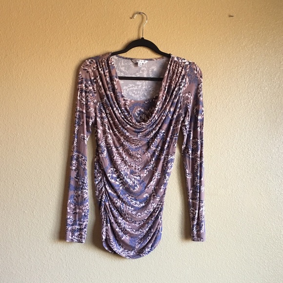 CAbi | Tops | 4 Cabi Lola Tee Ruched Draped Neck Top 87 | Poshmark